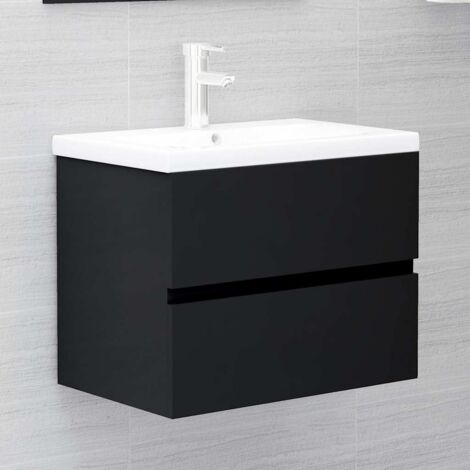 Sink Cabinet with Built-in Basin Black Engineered Wood vidaXL
