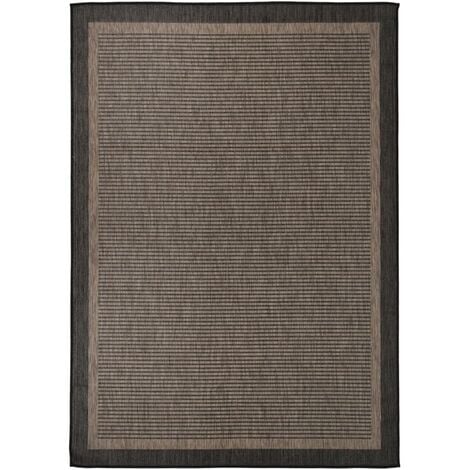 Outdoor Flatweave Rug 140x200 cm Dark Brown vidaXL