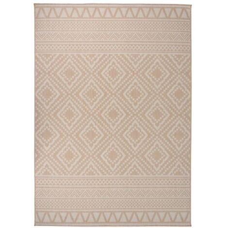 Outdoor Flatweave Rug 140x200 cm Brown Stripes vidaXL