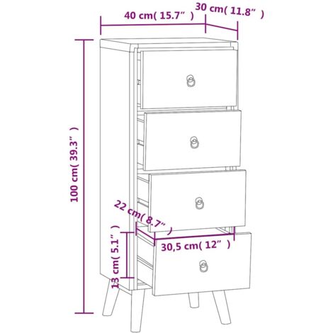 Chest of Drawers 40x30x100 cm Solid Wood Teak vidaXL