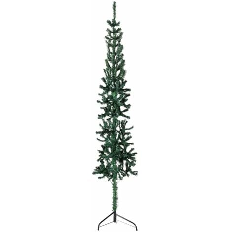 Slim Artificial Half Christmas Tree with Stand Green 210 cm vidaXL