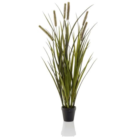 Artificial Cattails Grass 85 cm in Pot Emerald