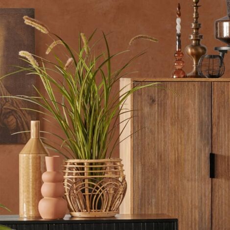 Artificial Cattails Grass 85 cm in Pot Emerald