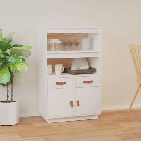Highboard White 67x40x108.5 cm Solid Wood Pine vidaXL
