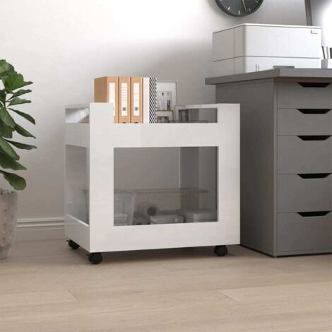 Desk Trolley High Gloss White 60x45x60 cm Engineered Wood vidaXL