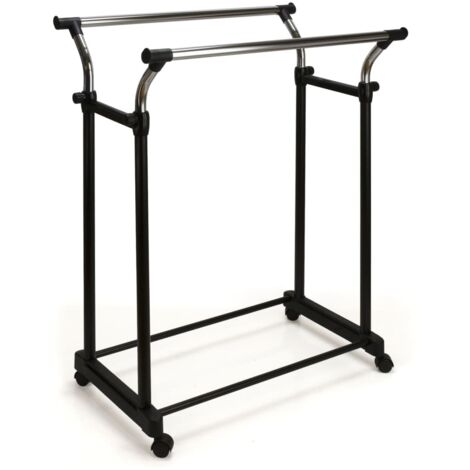 Clothing Rack Adjustable Height 4 Wheels Double V-Part