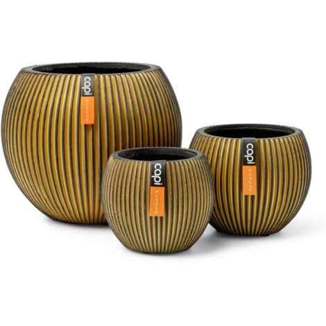 3 Piece Ball Vase Set Groove Gold Capi
