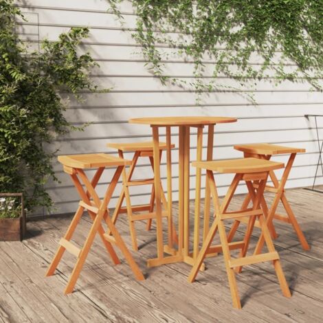 5 Piece Folding Bar Set Solid Wood Teak vidaXL