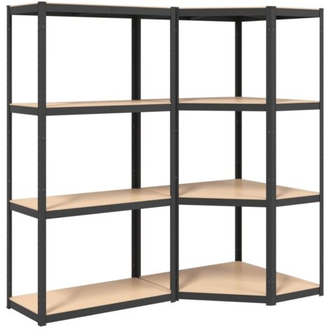 4-Layer Shelves 2 pcs Anthracite Steel&Engineered Wood vidaXL