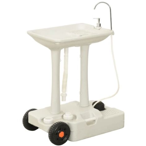 Camping Hand Wash Stand with Wheeled Water Tank Grey vidaXL