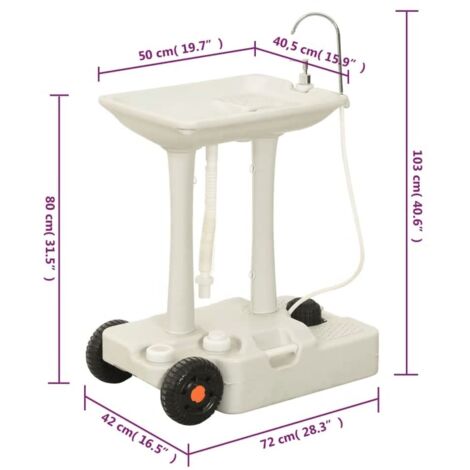 Camping Hand Wash Stand with Wheeled Water Tank Grey vidaXL