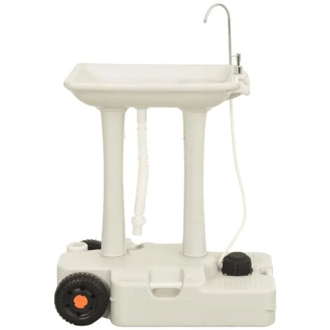 Camping Hand Wash Stand with Wheeled Water Tank Grey vidaXL