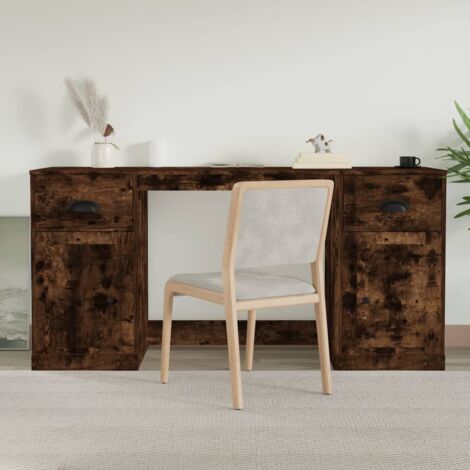 Desk with Cabinet Smoked Oak Engineered Wood vidaXL