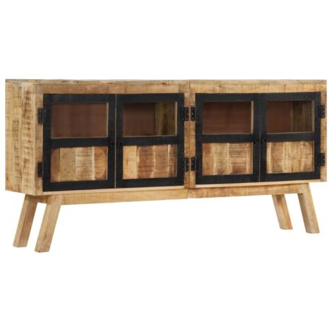 Sideboard Brown and Black 160x30x76 cm Solid Wood Mango vidaXL