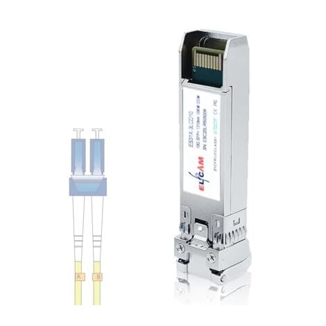 Elfcam - 10Gb SFP+ Module de Transceiver à Fibre Optique - Connecteur LC/UPC DM (OS2), 10GBase ...