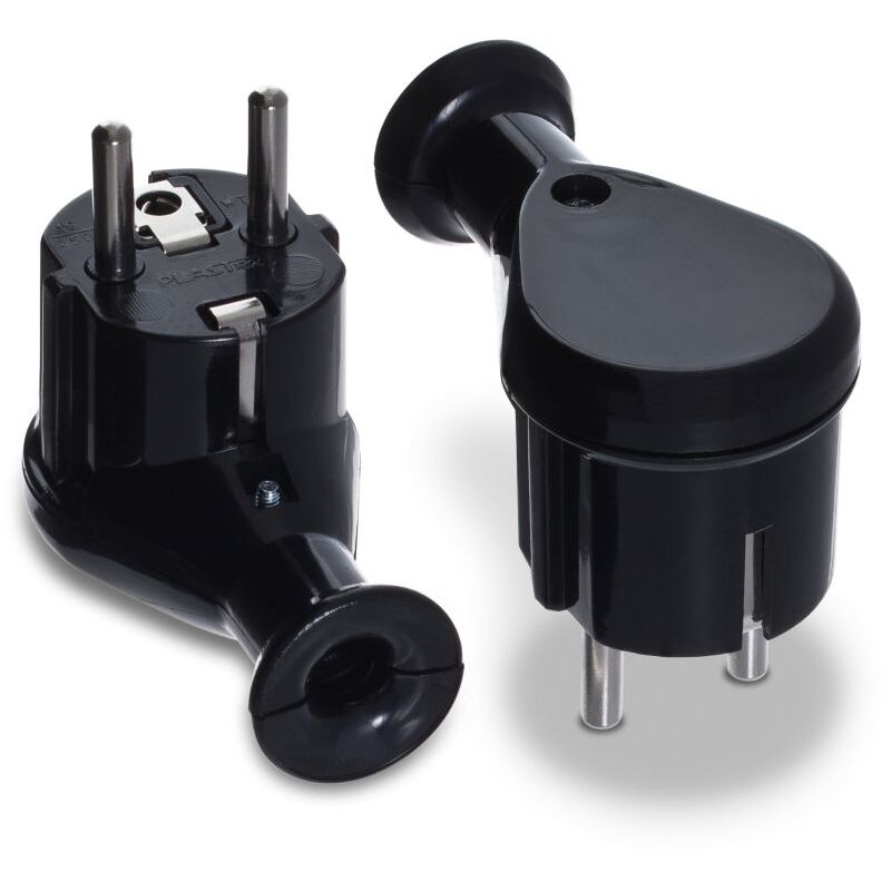 UNI-SCHUKO-WINKELSTECKER, 2P+Z 16A 250V SCHWARZ - VT-301-0055