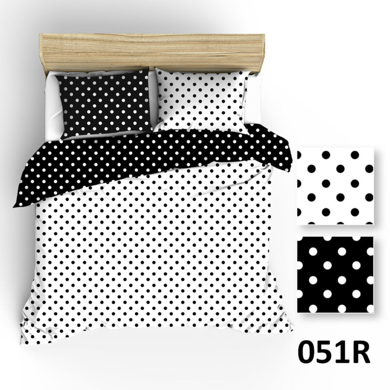 Baumwollbettwäsche 140x200 R051 weiß schwarze Punkte 48D 61D