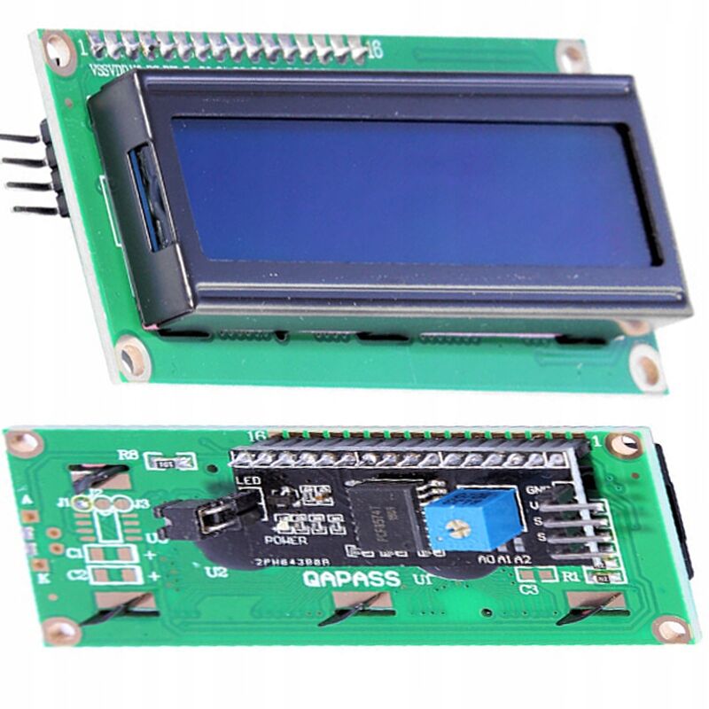 LCD-Display 2x16 HD44780 blau I2C-Konverter verlötet