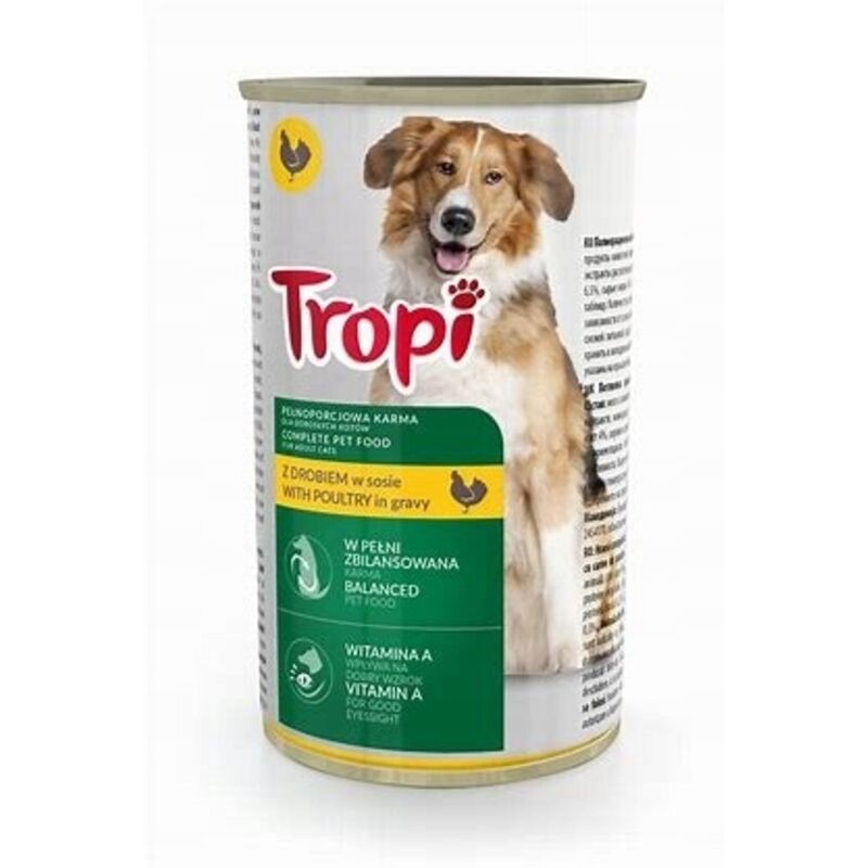 TROPI Nassfutter für Hunde mit Geflügel in Sauce 415 g POULTRY Hund