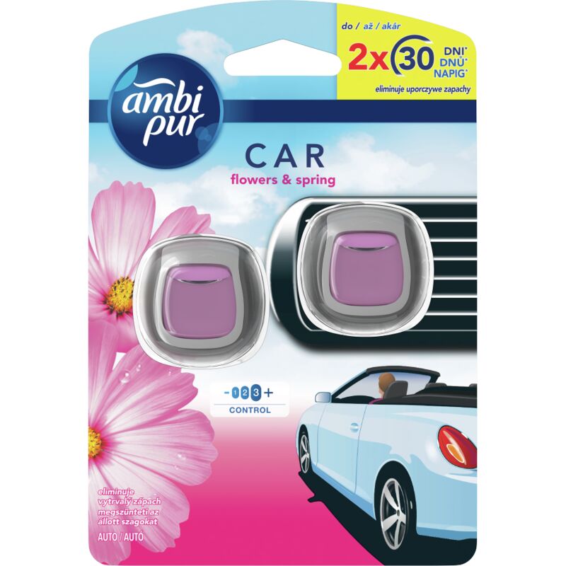 Ambi Pur Car Flowers & Spring - Auto-Lufterfrischer, Starter-Kit