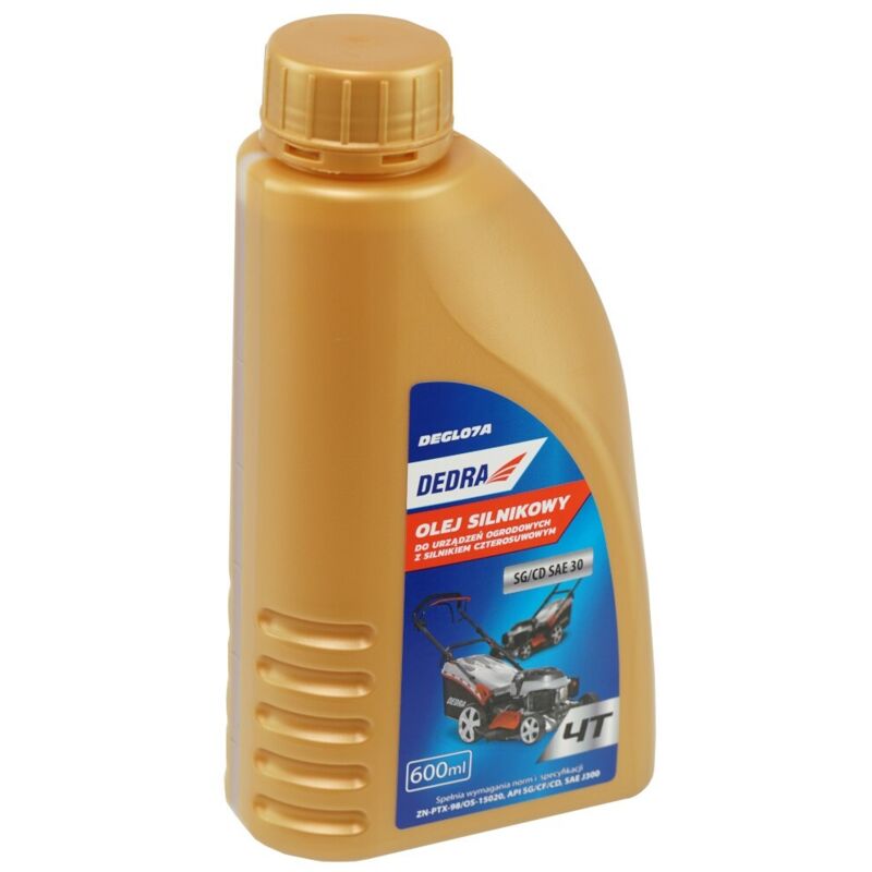 DEDRA Rasenmäheröl 4T 0,6 l – API SG/CF/CD, SAE J300