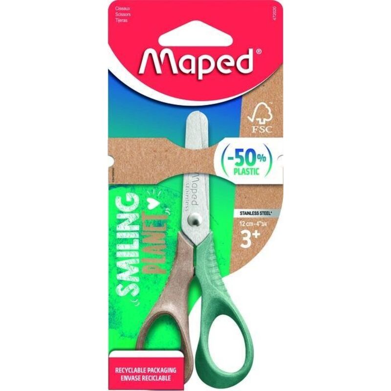 MAPED Vivo Smiling Planet Kinderschere – sicher und ökologisch, 12 cm