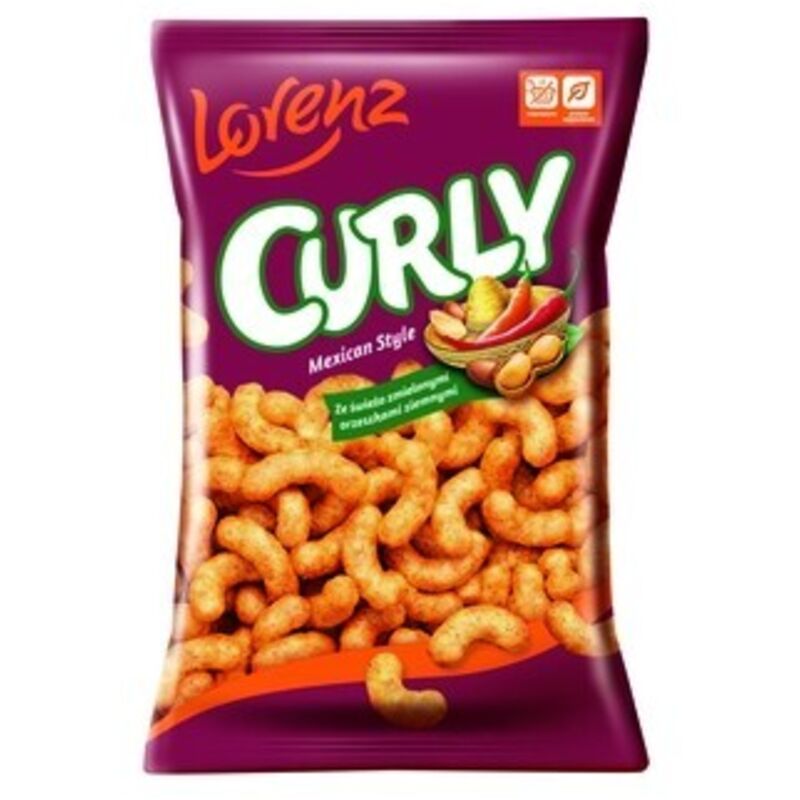 Curly Mexican Style Crisps 100g - würzige Maischips mit Erdnüssen