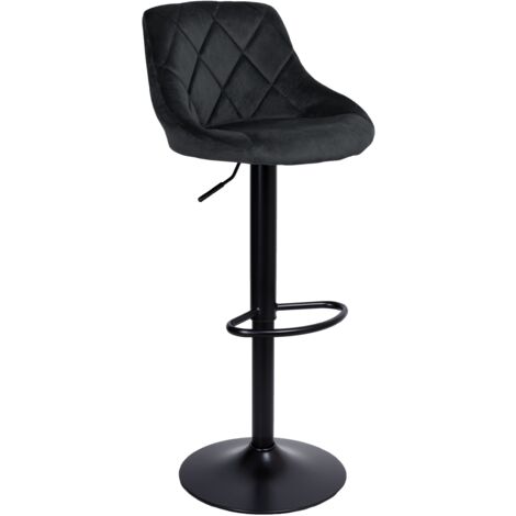 Cydro Black Barhocker, schwarzer Samt