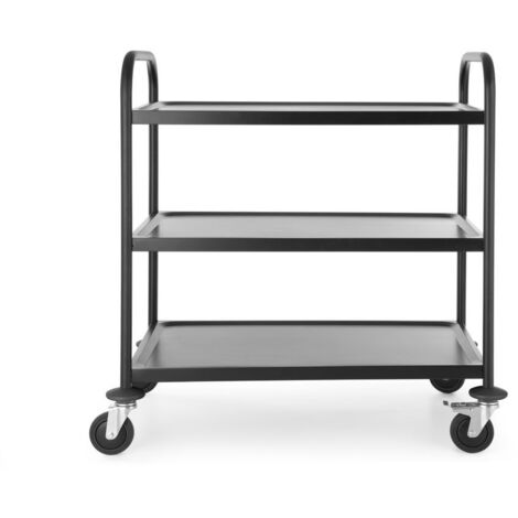 Cateringwagen zum Servieren 3 Etagen bis 150 kg mattschwarz - Hendi 811320
