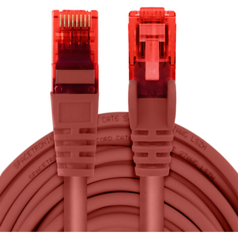 RJ45 CAT 6 U/UTP AWG24-Kabel, rot, 5 m