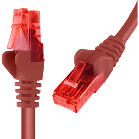 RJ45 CAT 6 U/UTP AWG24-Kabel, rot, 3 m