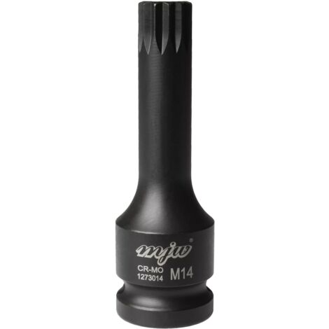 MJW 1/2" Kraft-Stecknuss mit langem Schaft SPLINE M14