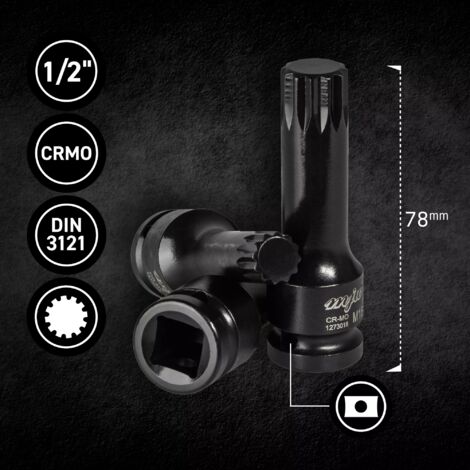 MJW 1/2" Kraft-Stecknuss mit langem Schaft SPLINE M14