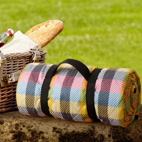Picknickdecke 130x145 Harmony gelb rosa kariert Eurorideaux