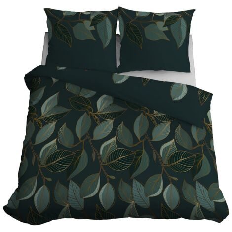 Satinbettwäsche 180x200 Blatt dunkelgrüngold 4673 B Home Satin 40