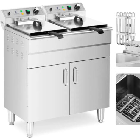 Doppelte freistehende elektrische Fritteuse mit Schrank 400 V 10000 W 26 l