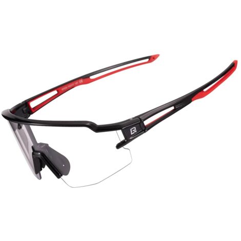 Photochrome Radbrille mit UV 400 UVA- und UVB-Filter, schwarz und rot