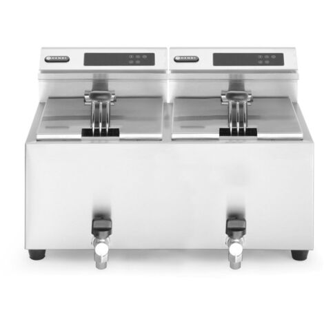 Fritteuse mit Digitalpanel Mastercook mit Hahn 2x8L 2x3500W