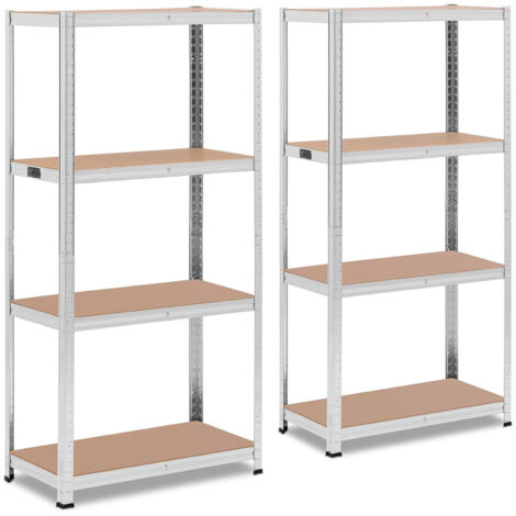 Lagerregal Metall 4 Böden 320kg 80 x 40 x 160 cm grau 2 Stk.