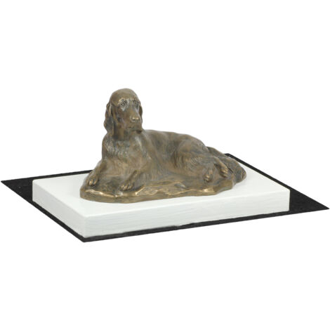 English Setter, Laverack - Hundestatuette, Figur auf weißem Sockel ...