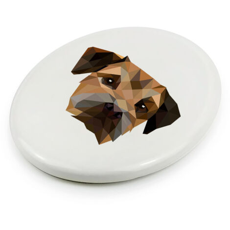 Border Terrier - ein Teller mit Foto und geometrischer Aufschrift von ...