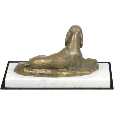 English Setter, Laverack - Hundestatuette, Figur auf weißem Marmor ...