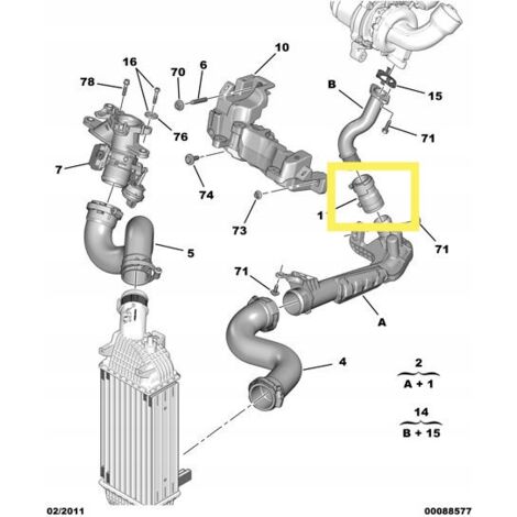 TURBOSCHLAUCH LADELUFTKÜHLER TURBINESCHLAUCH CITROEN DS PEUGEOT 2.0 HDI ...