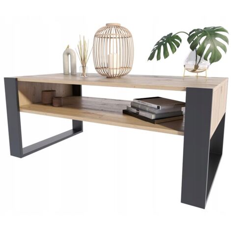 KAJA Couchtisch 120 cm handwerklich-schwarzer Loft