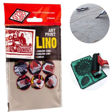 Linolplatte für den Linoldruck, 2 Stk. Essdee Reliefdruck GRAU 15x10 cm