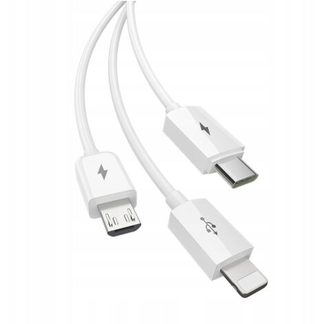 USB-KABEL 3in1 LIGHTNING USB TYP C MICRO USB QC PD USB 1,2M FÜR APPLE SAMSUNG