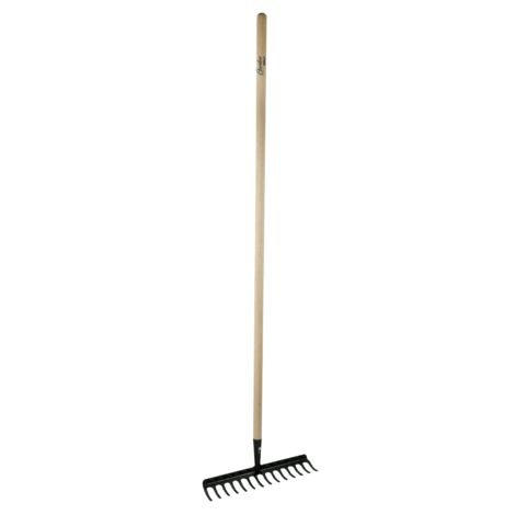 DEDRA 14-Zahn-Verstärkter Rechen - 132 cm, Holzgriff