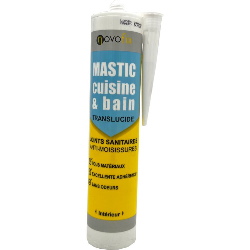 Mastic silicone cuisine et bains Novofix 280 ml Couleur: TRANSLUCIDE