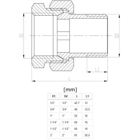 1/2" tuyaux raccords filetés Inch syndicaux conjointe en laiton