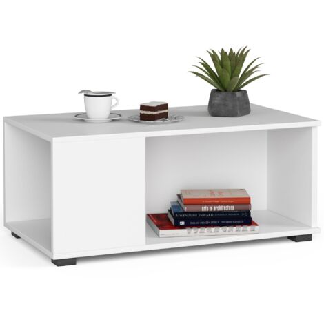 table basse paviola blanche 90x51x38 cm avec rangement